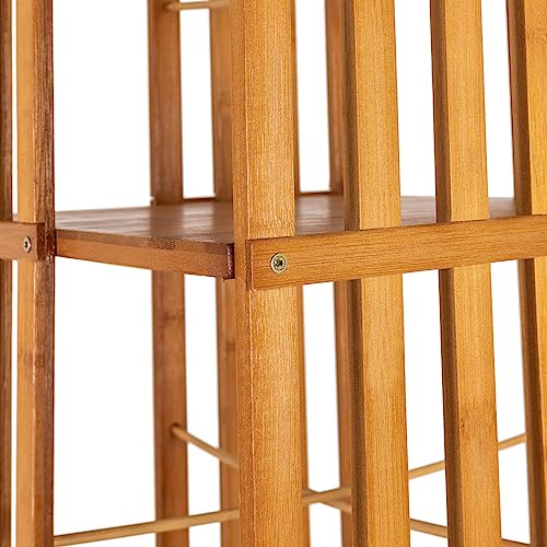 KenSyuInt 360° Rotating Bookshelf,6-Tier Corner Bamboo Book Shelf,Storage Display Stand Upright Bookshelf Organization,for Living Room,Balcony,Office, Sitting Room,Corridor (Brown)