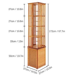 KenSyuInt 360° Rotating Bookshelf,6-Tier Corner Bamboo Book Shelf,Storage Display Stand Upright Bookshelf Organization,for Living Room,Balcony,Office, Sitting Room,Corridor (Brown)