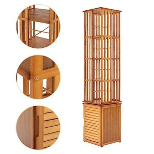 KenSyuInt 360° Rotating Bookshelf,6-Tier Corner Bamboo Book Shelf,Storage Display Stand Upright Bookshelf Organization,for Living Room,Balcony,Office, Sitting Room,Corridor (Brown)