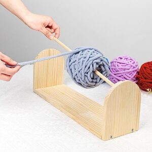 Fancyes Yarn Ball Holder Crocheting Crochet Yarns Yarn Winding Knitting Wooden Crochet Yarn Threading Holder for Quilting, Ribbon, Knitting, Blanket, 25cmx12cmx15cm