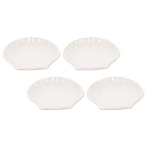 Coffee Container Ceramic Tea Bag Holder 4pcs White Porcelain Shell-Shaped Tea Bag Coasters Spoon Rests Teabag Storage Holder Tray Saucer Snack Seasoning Dish Coffee Tray