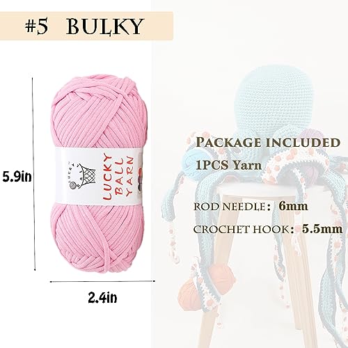 1PCS Yarn for Crocheting,Soft Yarn for Crocheting,Crochet Yarn for Sweater,Hat,Socks,Baby Blankets(Pink NO Hook)