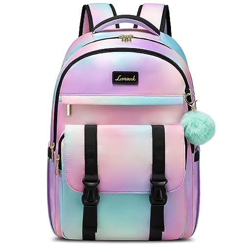 LOVEVOOK Cute Backpack Purse for 14-16 Year Olds, Fit 15.6 Inch Laptop Fashion Backpack for Women, Lightweight Waterproof Casual Backpack for College Essential, Durable Travel Daypack, Tie Dyed