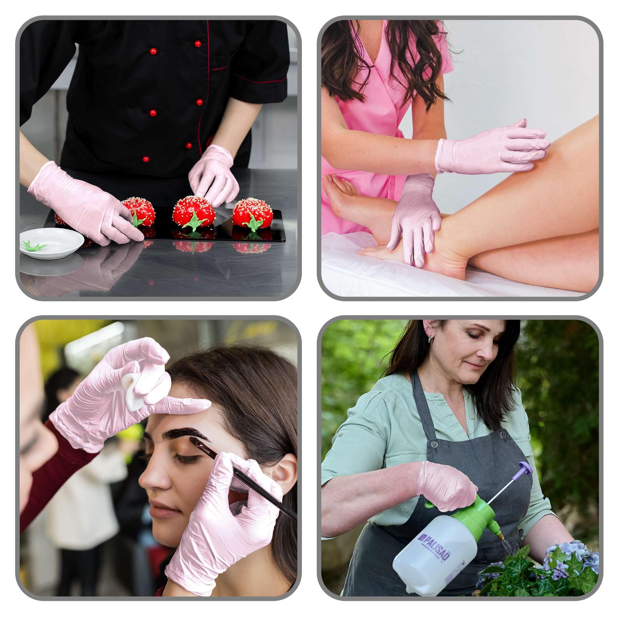 WECARE Pink Disposable Nitrile Gloves Medium - 50 Pack - 3 Mil - Powder and Latex Free - Non-Sterile - Food Safe Gloves