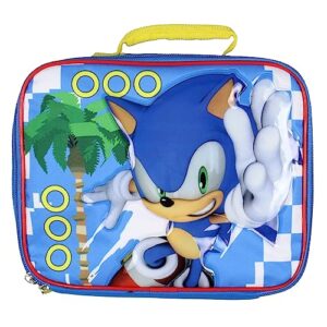 AI ACCESSORY INNOVATIONS Sonic The Hedgehog Kids Lunch Box Full Gamer Raised Character Insulated Lunch Bag Tote For Hot And Cold Food, Drinks, And Snacks