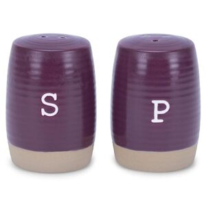 nat & jules raw bottom deep wine red 3 x 2 ceramic salt and pepper shaker 2 piece set