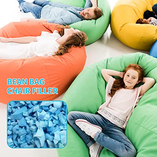 Anuwaa 5 Pounds Bean Bag Filler, Shredded Memory Foam Filling, Premium Soft Bean Bag Filling, 100% Real Memory Foam for Dog Bed, Couch Cushion, and Pillow for Arts and Crafts, Blue