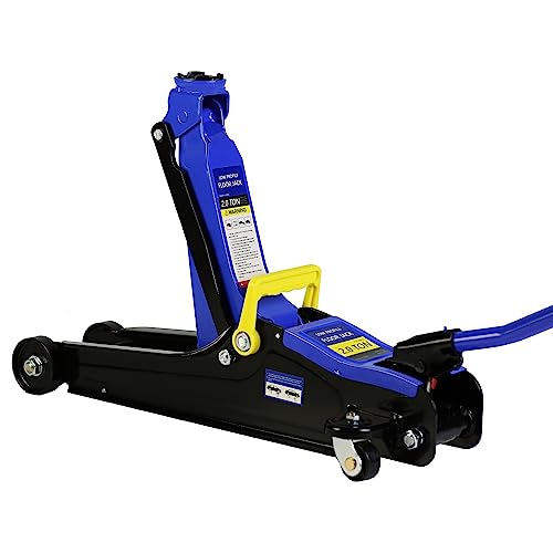 Pvillez Floor Jack/Hydraulic Trolley Service, 2 Ton(4000lbs) Low Profile Floor Jack, Heavy-Duty Steel Racing Floor Jack with Single Piston Quick Lift Pump, Floor Jack Lifting Range 3.3"-15.2" (2T)