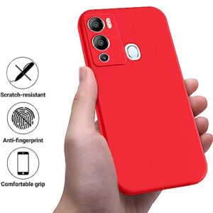 Case for Infinix Hot 12i, Liquid Silicone Protective Phone Case for Infinix Hot 12i with Silicone Lanyard, Slim Thin Soft Shockproof Cover for Infinix Hot 12i Silicone Case Red