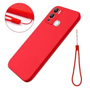 Case for Infinix Hot 12i, Liquid Silicone Protective Phone Case for Infinix Hot 12i with Silicone Lanyard, Slim Thin Soft Shockproof Cover for Infinix Hot 12i Silicone Case Red