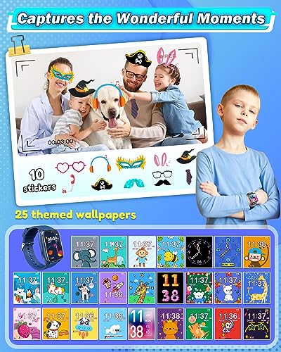 Sueseip Kids Watch for Boys Toys Age 6-8, HD Touchscreen Dual Cameras Smart Watch for Kids Boys Ages 5-7, Kids Toys with 26 Games Learn Card Audio Story for 6 7 8 9 10 Year Old Boys Birthday Gifts