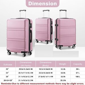 Kono Medium 24 Inch Luggage Lightweight ABS Hard Shell Trolley Travel Case with TSA Lock and 4 Wheels Fashion Suitcase 2 Year Warranty Durable