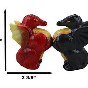 Ebros Gift Red Fire And Black Smoke Dueling Dragons Couple Ceramic Salt Pepper Shakers Set Figurines As Fantasy Mythical Magic Dungeons And Dragon Gothic Accent Decor