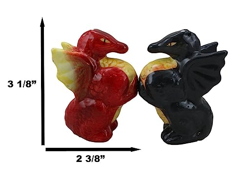 Ebros Gift Red Fire And Black Smoke Dueling Dragons Couple Ceramic Salt Pepper Shakers Set Figurines As Fantasy Mythical Magic Dungeons And Dragon Gothic Accent Decor