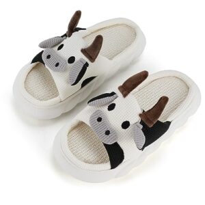 koazilki cow slippers for women men fuzzy cute cartoon house shoes warm cozy animal fluffy kawaie indoor outdoor fun slides us7.5-8.5