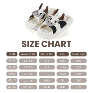 Koazilki Cow Slippers for Women Men Fuzzy Cute Cartoon House Shoes Warm Cozy Animal Fluffy Kawaie Indoor Outdoor Fun Slides US7.5-8.5