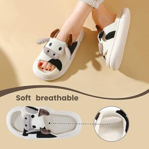 Koazilki Cow Slippers for Women Men Fuzzy Cute Cartoon House Shoes Warm Cozy Animal Fluffy Kawaie Indoor Outdoor Fun Slides US7.5-8.5