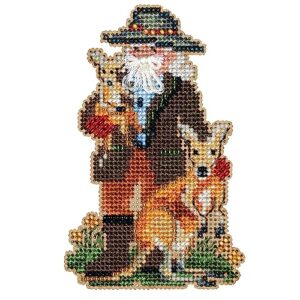 mill hill kangaroo santa beaded counted cross stitch ornament kit 2023 down under santas mh202333, 2.75" x 4.5", multi