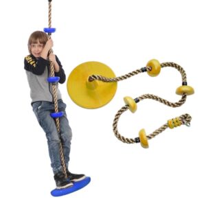 kids swing climbing rope with big and small discs, random color delivery