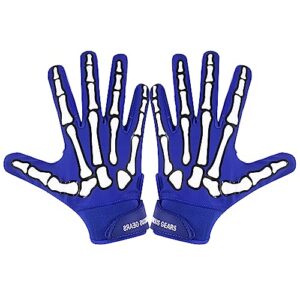 glorious traders american football gloves, adult football gloves men & women's - ultimate performance booster football gloves adult with super perfect fit & sticky grip. (blue, small)