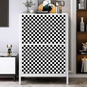 Nourilife Black and White Wallpaper Mosaic Peel and Stick Wallpaper Checkerboard Geometric Wallpaper Bathroom Living Room and More renovate Removable Wall Paper 17.7"*120" PVC self Stick Wallpaper