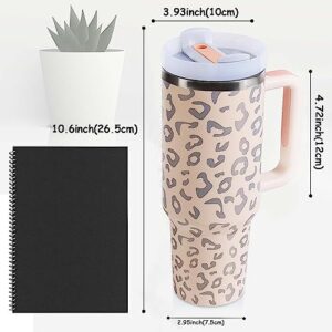 Oserlo 40 oz Tumbler Leopard Bottle Travel Mug with Handle and Straw Lid Double Layer Reusable Insulated Vacuum Cup Stainless Steel Travel Tumbler Mug for Hot and Cold Beverages, Dishwasher Safe