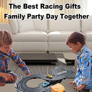 Electric Slot Car Race Track Sets for Kids Adult, with Two High-Speed Slot Cars and Two Handles to Control The Speed, Circular Overpass Race Track, Christmas Birthday Gifts Boy Toys. (Black-A)