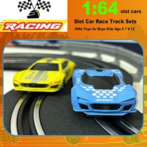 Electric Slot Car Race Track Sets for Kids Adult, with Two High-Speed Slot Cars and Two Handles to Control The Speed, Circular Overpass Race Track, Christmas Birthday Gifts Boy Toys. (Black-A)