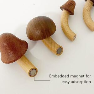 OLizee® 4 Pack Magnetic Wood Mushroom Refrigerator Magnets Fridge Magnets Decor Decorative Fridge Magnet Ornament for Fridge Whiteboard