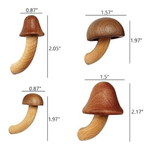 OLizee® 4 Pack Magnetic Wood Mushroom Refrigerator Magnets Fridge Magnets Decor Decorative Fridge Magnet Ornament for Fridge Whiteboard