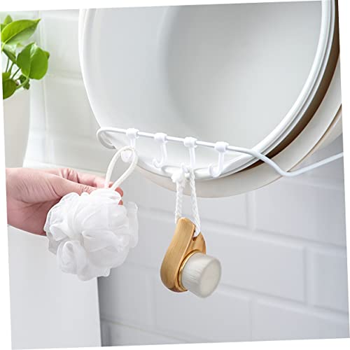 Alipis 1pc Holder Basin Storage Basket Organizer Wall- Wall-Mounted Simplicity Dish White Kitchen Washbasin Shelf Rack Bathroom Hanging for Stand Mounted with Pan Multifunctional Hook