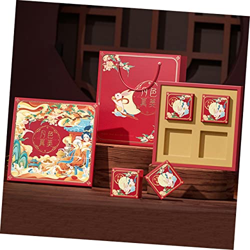 HEMOTON 1 Set Moon Cake Box Cookie Gift Boxes Mini Containers Cookie Cake Muffin Handle Box Paper Cupcake Container Cupcake Holder Box Moon Cake Packaging Boxes Mini Cakes Box Pastries Box