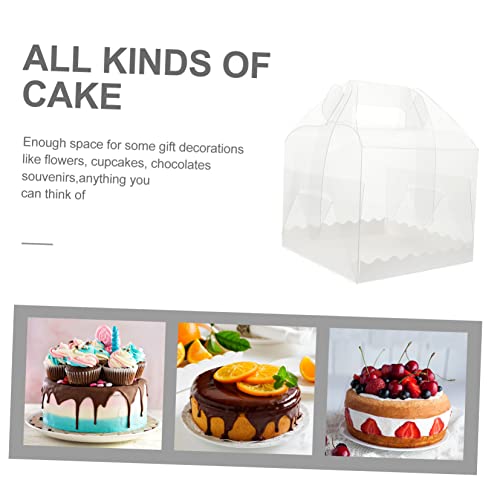 HEMOTON 10pcs Boxes Portable Cake Box Container with Lid Plastic Cake Stand Containers for Food Transparent Gift Box Mini Cupcake Boxes Small Cake Carriers Paper Transparent Cake Container