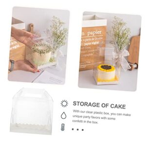 HEMOTON 10pcs Boxes Portable Cake Box Container with Lid Plastic Cake Stand Containers for Food Transparent Gift Box Mini Cupcake Boxes Small Cake Carriers Paper Transparent Cake Container