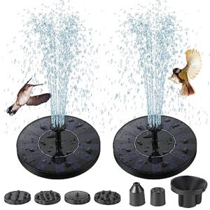 saillong 2 pack solar bird bath fountain pump, 2.5w outdoor solar powered bird bath water fountains with 6 nozzles, outdoor floating solar fountain pump for bird bath garden, ponds, pool, fish tank