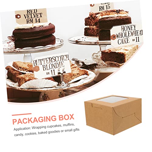 SOLUSTRE 30pcs Packaging Boxes Cake Box Mini Cake Boxes Mini Cake Containers Mini Treat Boxes Christmas Eve Box Packaging Box with Window Cookie Exchange Boxes Kraft Paper Cake Case Biscuit