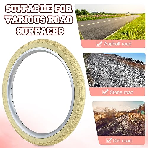 WEEROCK 20 Inch Bicycle Tire,Bike Tyre for 20 Inch Bicycle, BMX, MTB Mountain Bike,Child Kid Bike,Tricycle,Crusier Bicycle,Student Bike, Beige