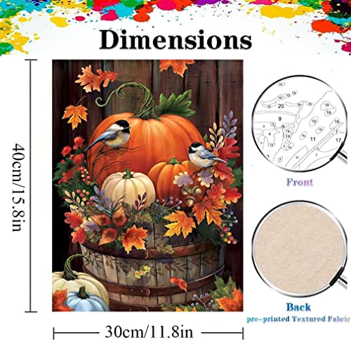 Tiwabb Thanksgiving Paint by Number for Adults,Fall Painting by Numbers Kits On Canvas,Without Frame DIY 4 Pack Fall Pumpkin Truck Oil Painting Acrylic Paints, for Gift and Home Decor 12x16inch