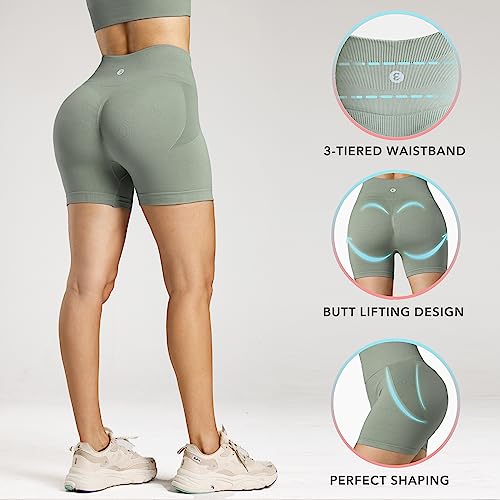 Evercute Women's Butt Lifting Shorts Pack Workout Sets Booty Shorts High Waist Gym Shorts Seamless Exercise Fitness Yoga