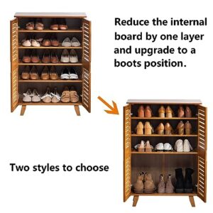 Suwoic Shoe Cabinet with 2 Doors for Entryway, 4 Tier Shoe Storage Cabinet with Boot Position, Freestanding Shoe Rack Storage Organiz for Closet, Living Room, Bedroom