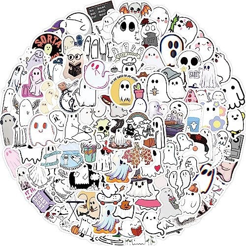 100PCS Cartoon Cute Ghost Stickers Cute Packaging Colorful Waterproof Stickers Vinyl Art Stickers for Water Bottles,Skateboards Guitars Helmets Laptops,and for Teenagers Girls,Boys Gift