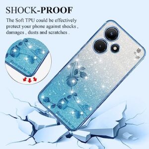 Yarxiawin for Infinix Hot 30i Case Clear Glitter Sparkle Luxury Shiny Infinix Hot 30i Phone Case Silicone TPU Soft Flower Transparent Shockproof Cover Pruple Thin (Blue)