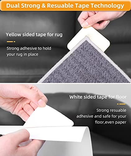 Home Techpro 12 PCS Gripper for Rug for Hardwood Floors, Reusable Under Rug Carpet Tape, Rug Anti Slip Grips for Area Rugs,Non Slip Rug Pads