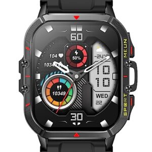 Tinwoo Smart Watch for Men Women Bluetooth Call (Answer/Dial Calls) One-Key Connection Blood Oxygen IP68 100+ Sport Modes Rugged Tactical Outdoor Smart Watches for Android and iPhone