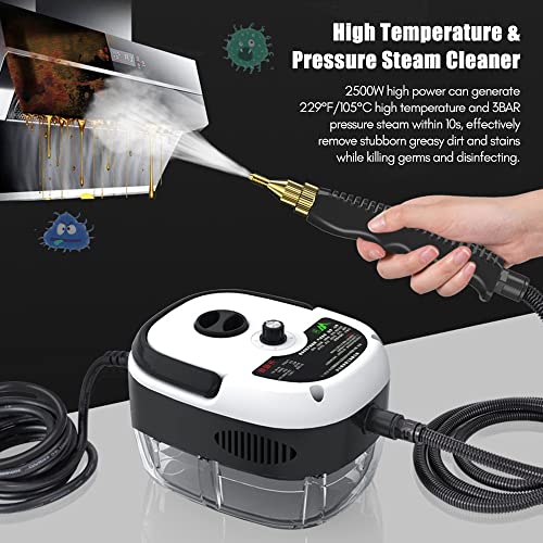 Steam Cleaner, 2500W Steam Cleaners for Home Use, Portable Steam Cleaner with Brush Heads, High Pressure Temperature Steam Cleaning Machine, Handheld Steam Cleaner for Car Couch Furniture Floors