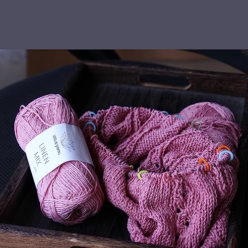 Yarn Ave 2 Balls/100g Linen Mix 19% Linen 44% Cotton 37% Viscose Soft Blended Yarn for Knitting and Crocheting Tops, Vests, Baby Projects, Fingering Weight Summer Yarn (#06 Lavender)