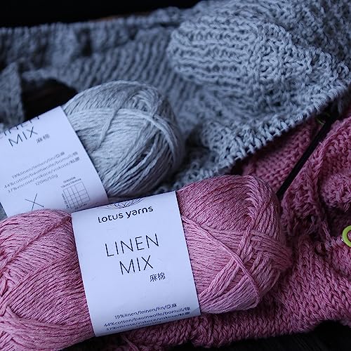 Yarn Ave 2 Balls/100g Linen Mix 19% Linen 44% Cotton 37% Viscose Soft Blended Yarn for Knitting and Crocheting Tops, Vests, Baby Projects, Fingering Weight Summer Yarn (#06 Lavender)