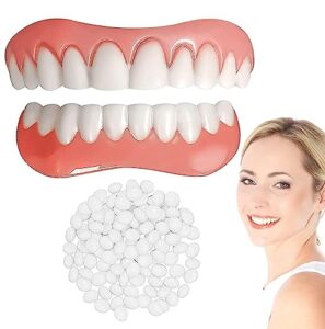 fake teeth, 2 pcs veneers dentures socket for women and men, dental veneers for temporary tooth repair upper and lower jaw, protect your teeth and regain confident smile, professional cosmetic (2)