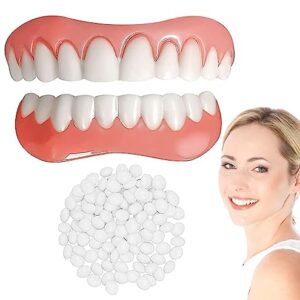 Fake Teeth, 2 PCS Veneers Dentures Socket for Women and Men, Dental Veneers for Temporary Tooth Repair Upper and Lower Jaw, Protect Your Teeth and Regain Confident Smile, Professional Cosmetic (2)