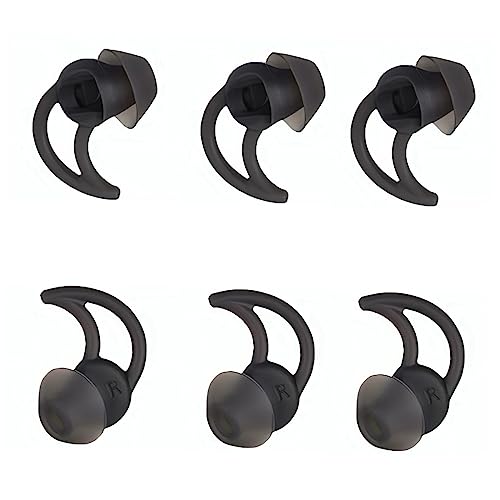 CYADCI Large Earbud Tips 3 Pairs Soft and Comfortable Silicone Earbud Tips Noise Isolation Tips Black Earbud Replacement Tips Compatible with Bose Qc20 Qc30 IE2 SoundSport IE3 SIE2i Earphones